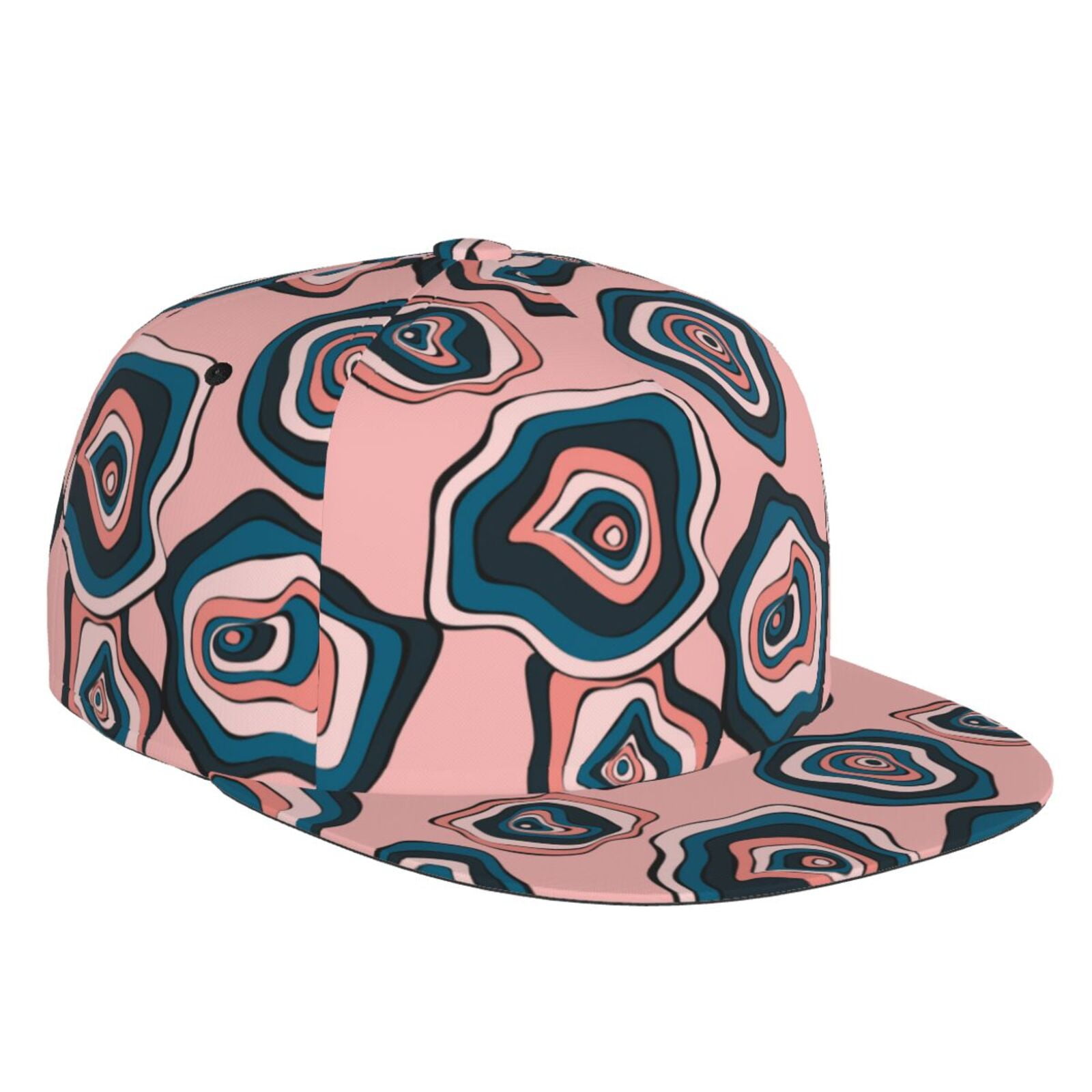 Flat Bill Trucker Hats for Women Men - Abstract Colorful Circles Adjustable Flat Baseball Cap ...