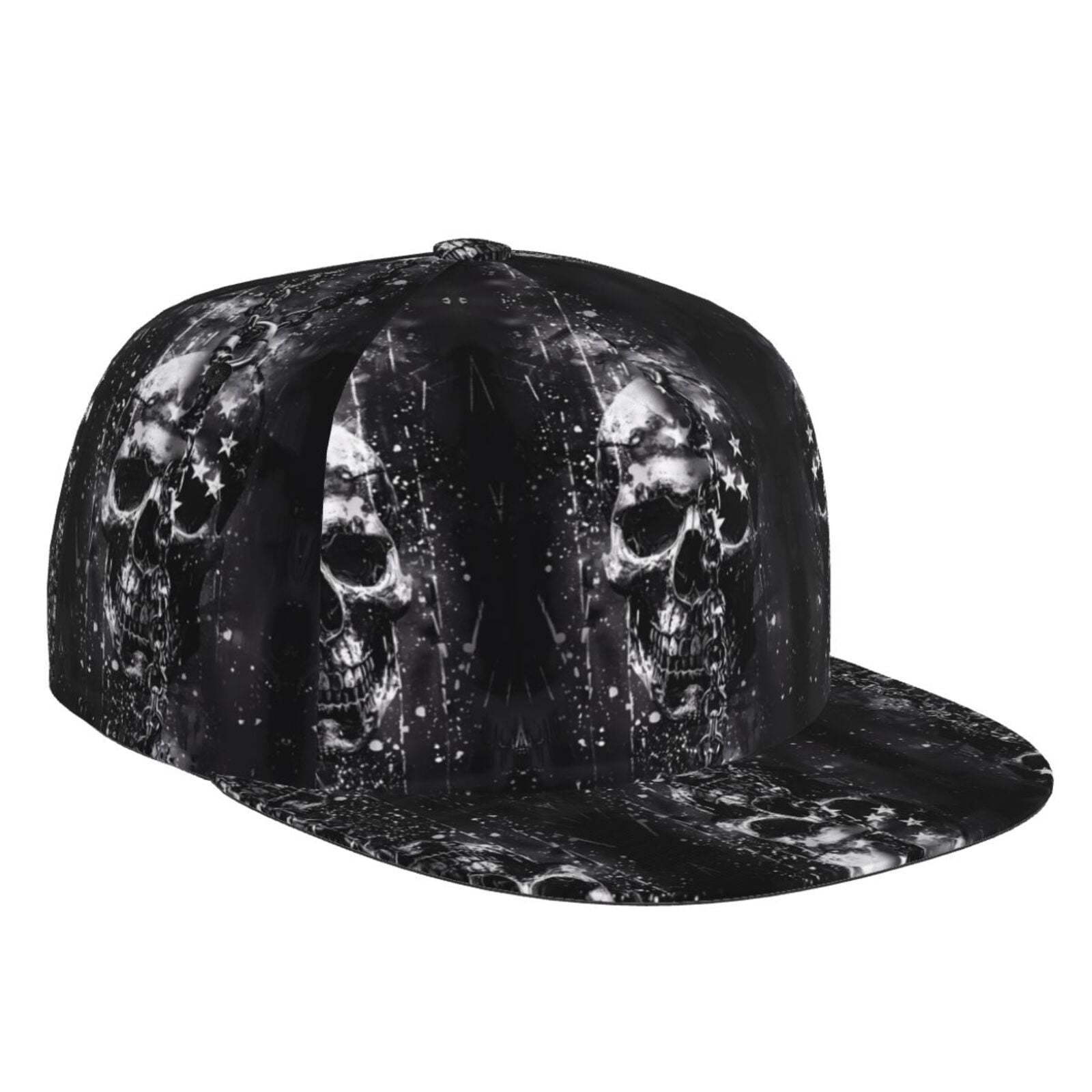 Flat Bill Trucker Hats for Women Men - Chained Skull Artwork Adjustable ...