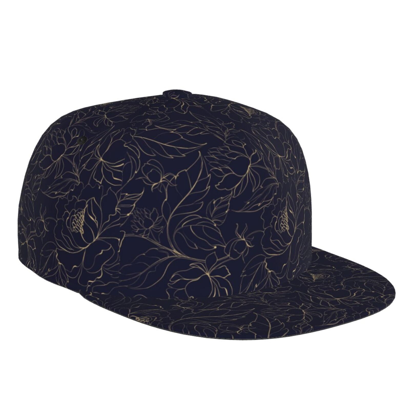 Flat Bill Trucker Hats for Women Men - Copper-Gold Gloss Outline Peony ...