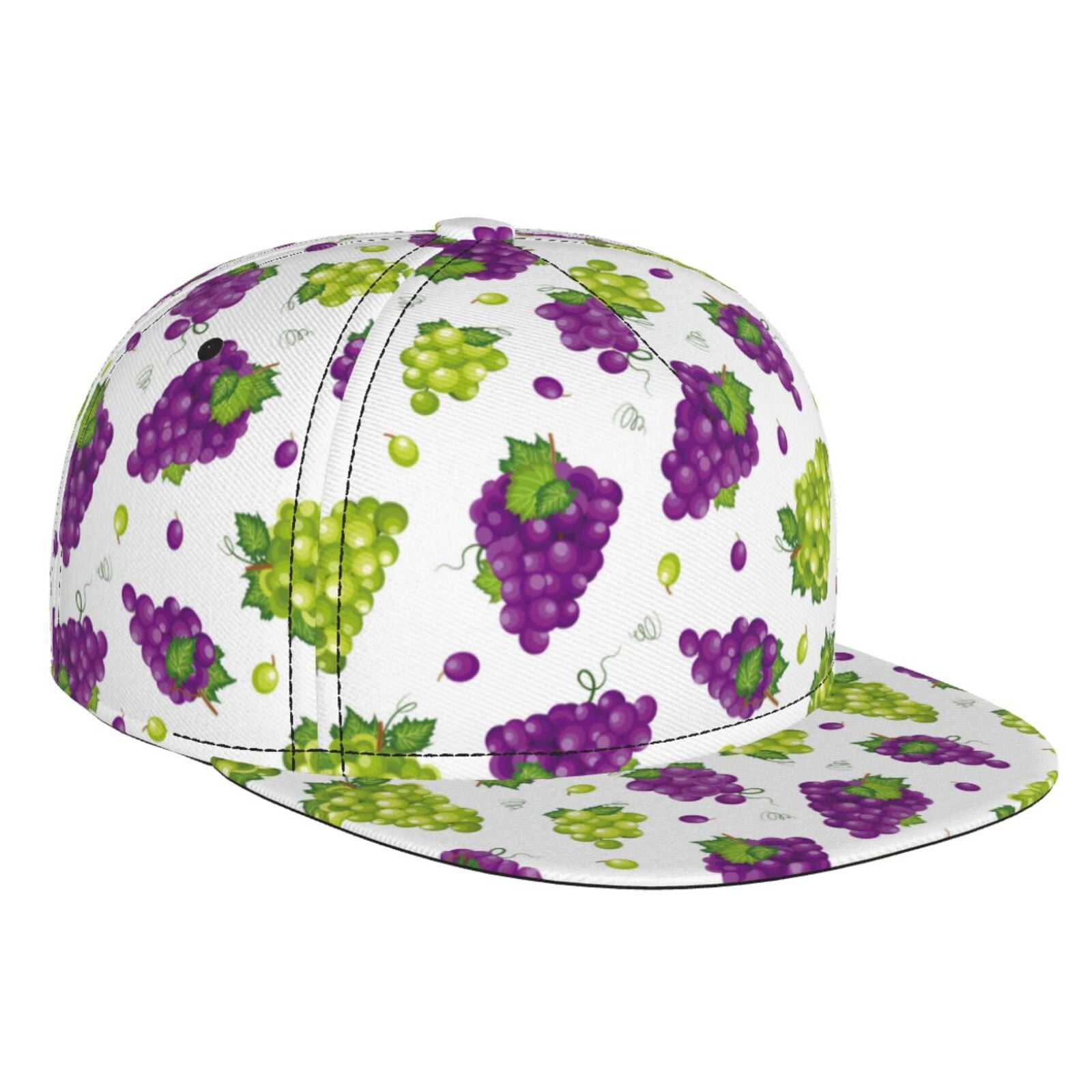 Flat Bill Trucker Hats for Women Men - Cute Purple Green Grape ...