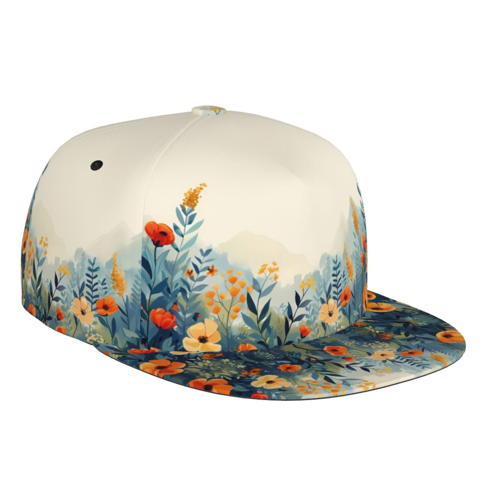 Flat Bill Trucker Hats for Women Men - Floral Mountain Landscape ...