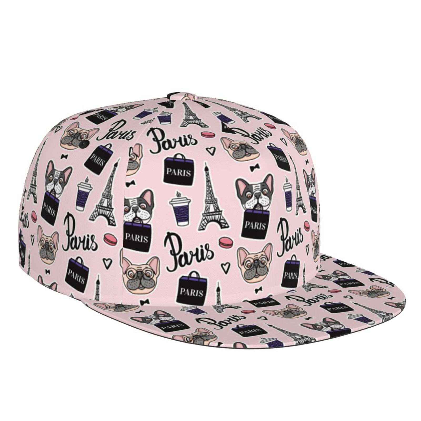 Flat Bill Trucker Hats for Women Men - Funny French Bulldog Eiffel ...