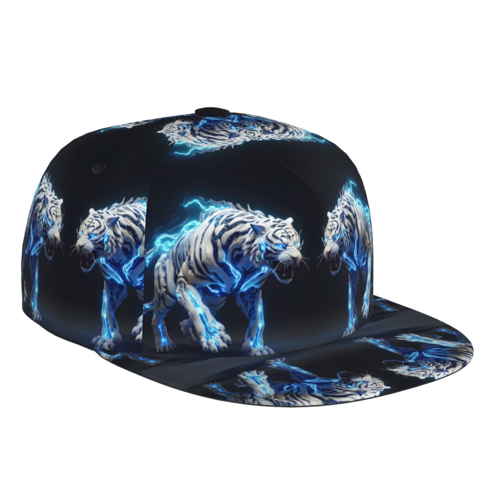 Flat Bill Trucker Hats for Women Men - Futuristic Blue Light White ...