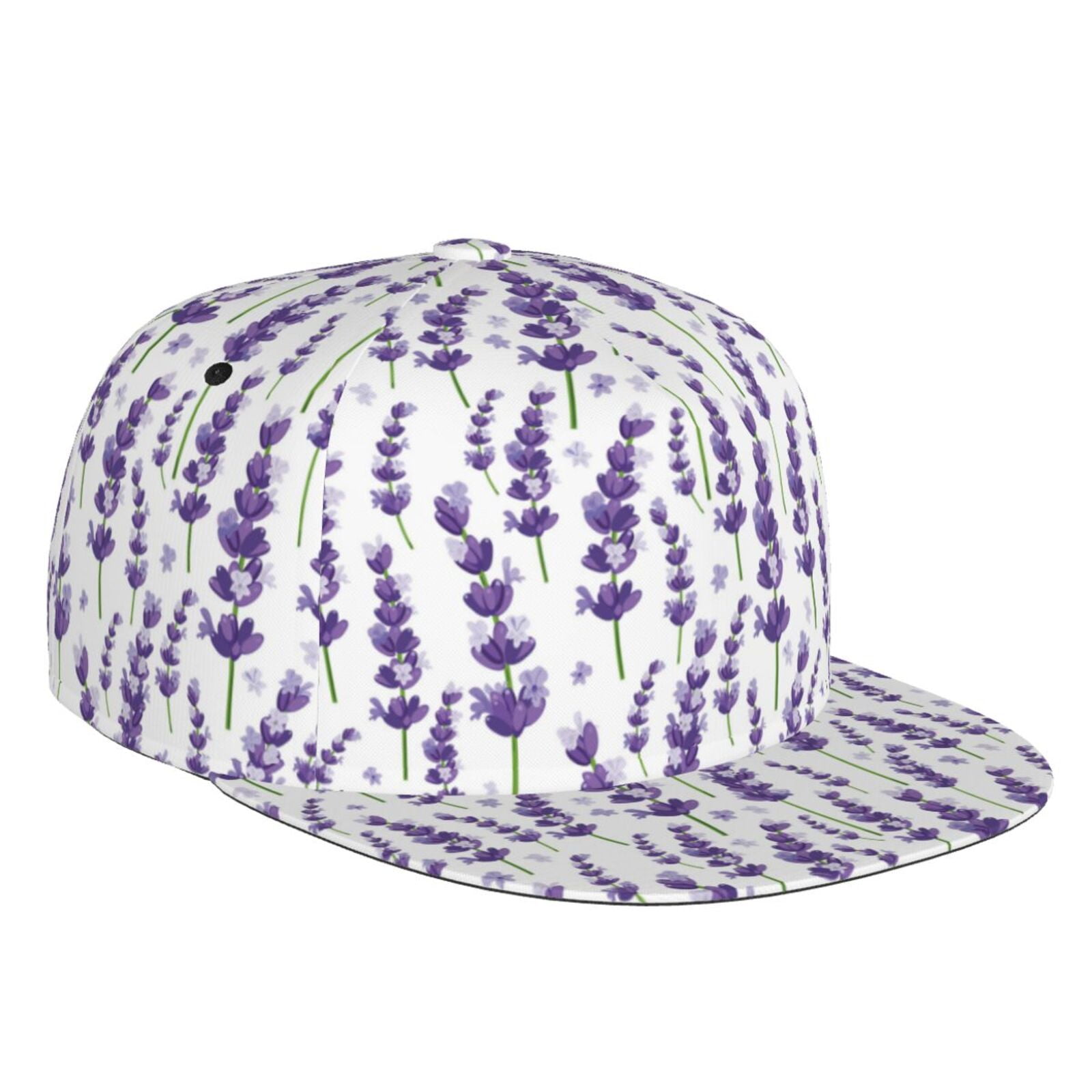 Flat Bill Trucker Hats for Women Men - Lavender Flowers Purple ...