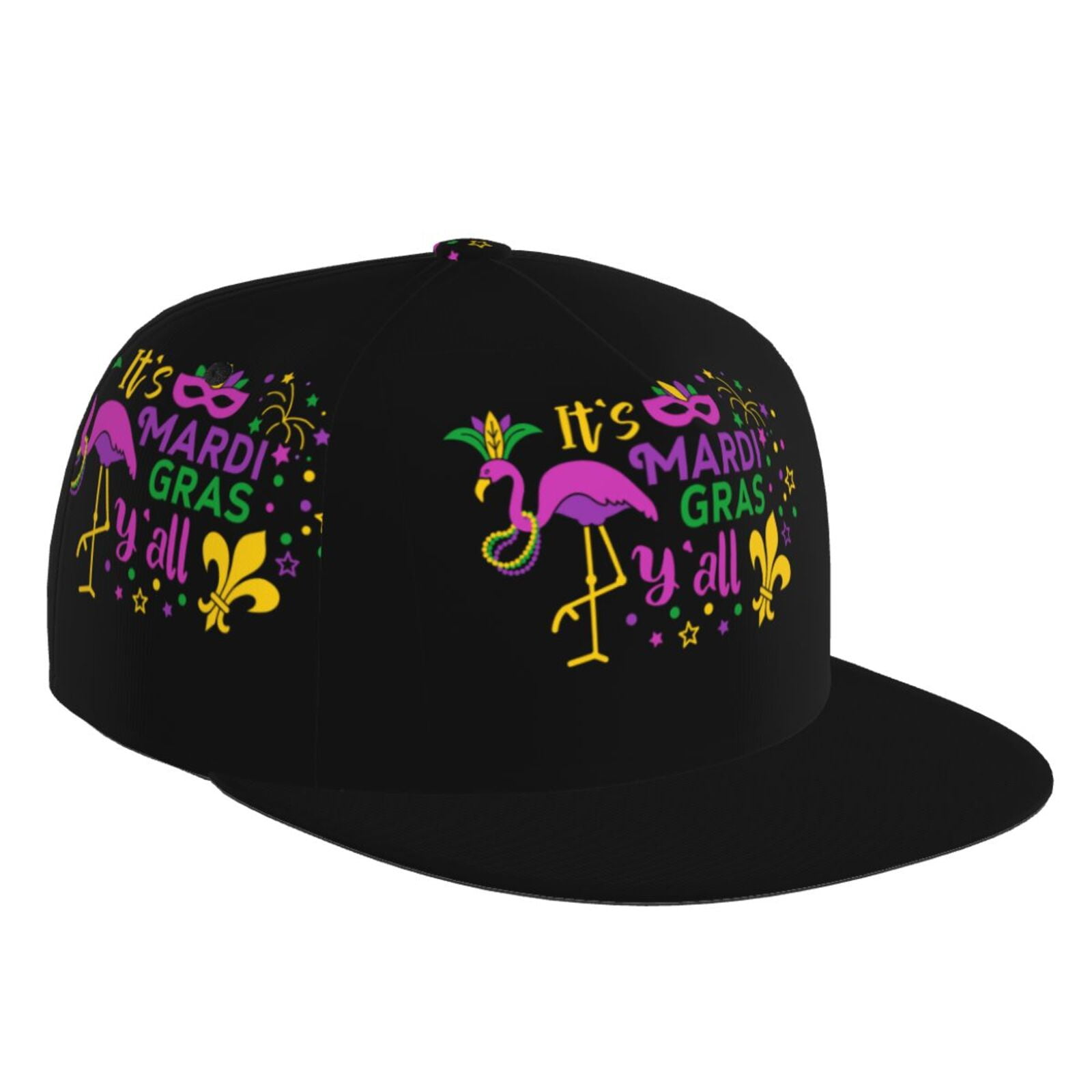 Flat Bill Trucker Hats for Women Men - Mardi Gras with Flamingo ...