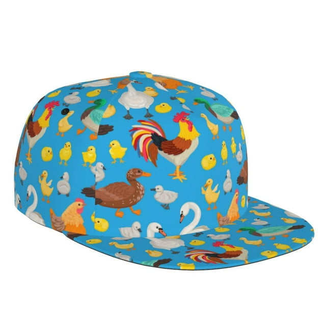 Flat Bill Trucker Hats for Women Men - Rooster And Chickens Adjustable ...