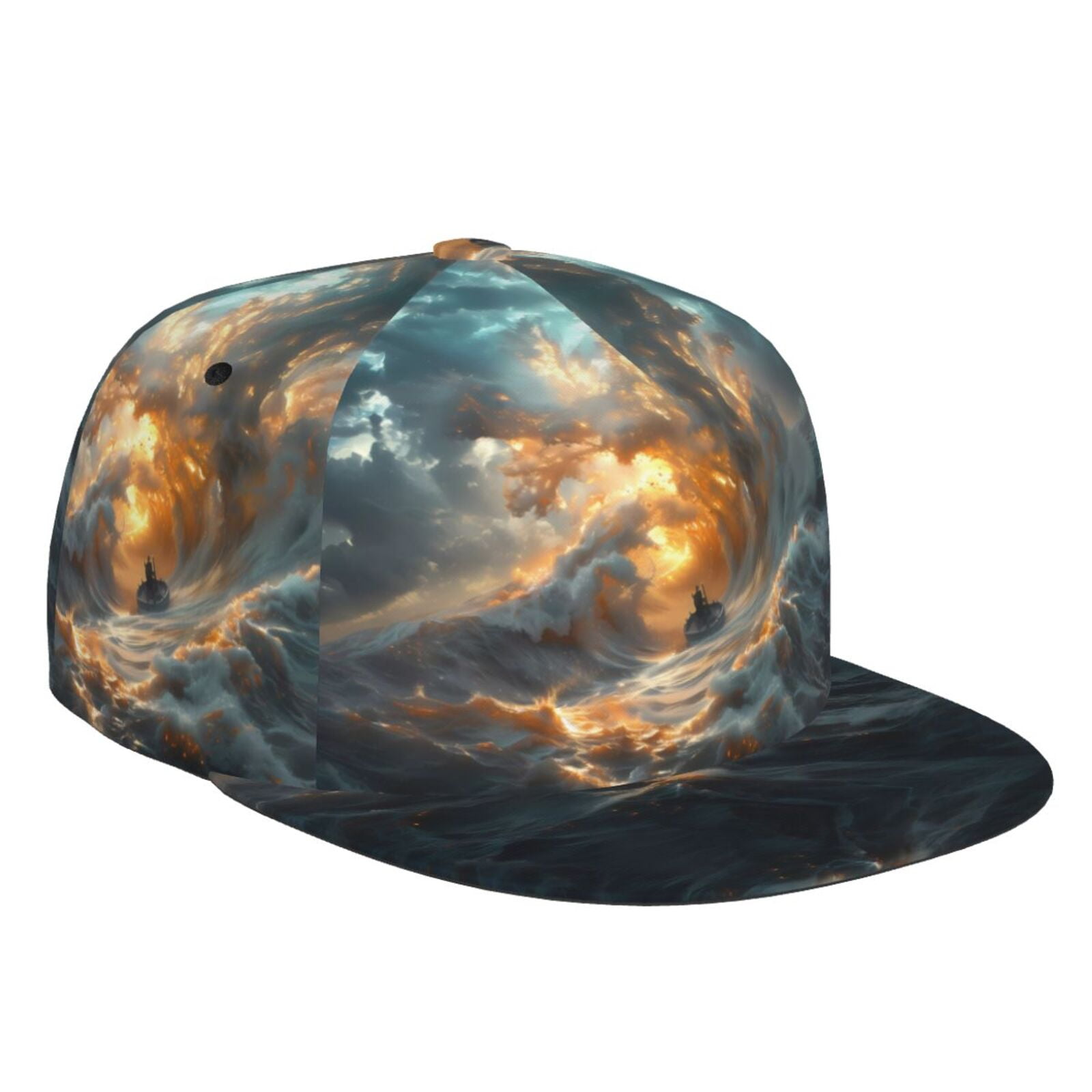 Flat Bill Trucker Hats for Women Men - Stormy Ocean Vortex Adjustable ...