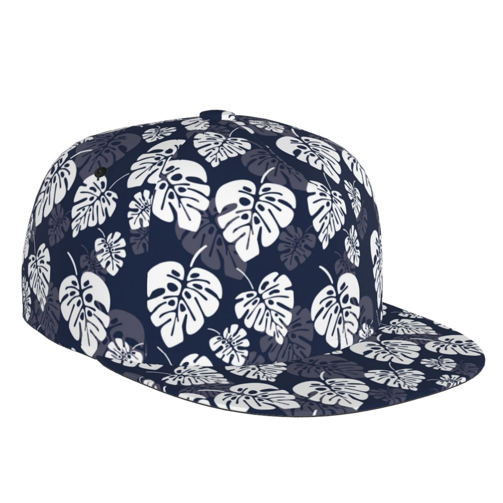 Flat Bill Trucker Hats for Women Men - white leaves Adjustable Flat ...