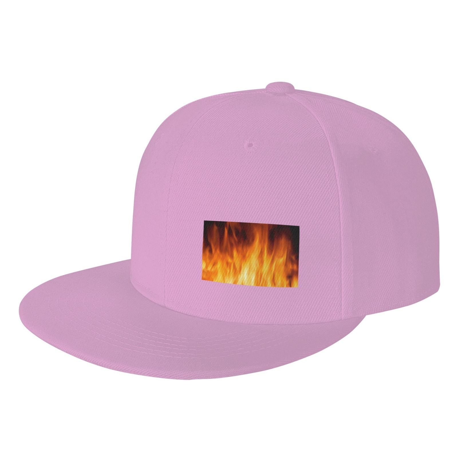 Flat Bill Visor Classic Snapback Hat Colorful Fire Flame Adjustable ...