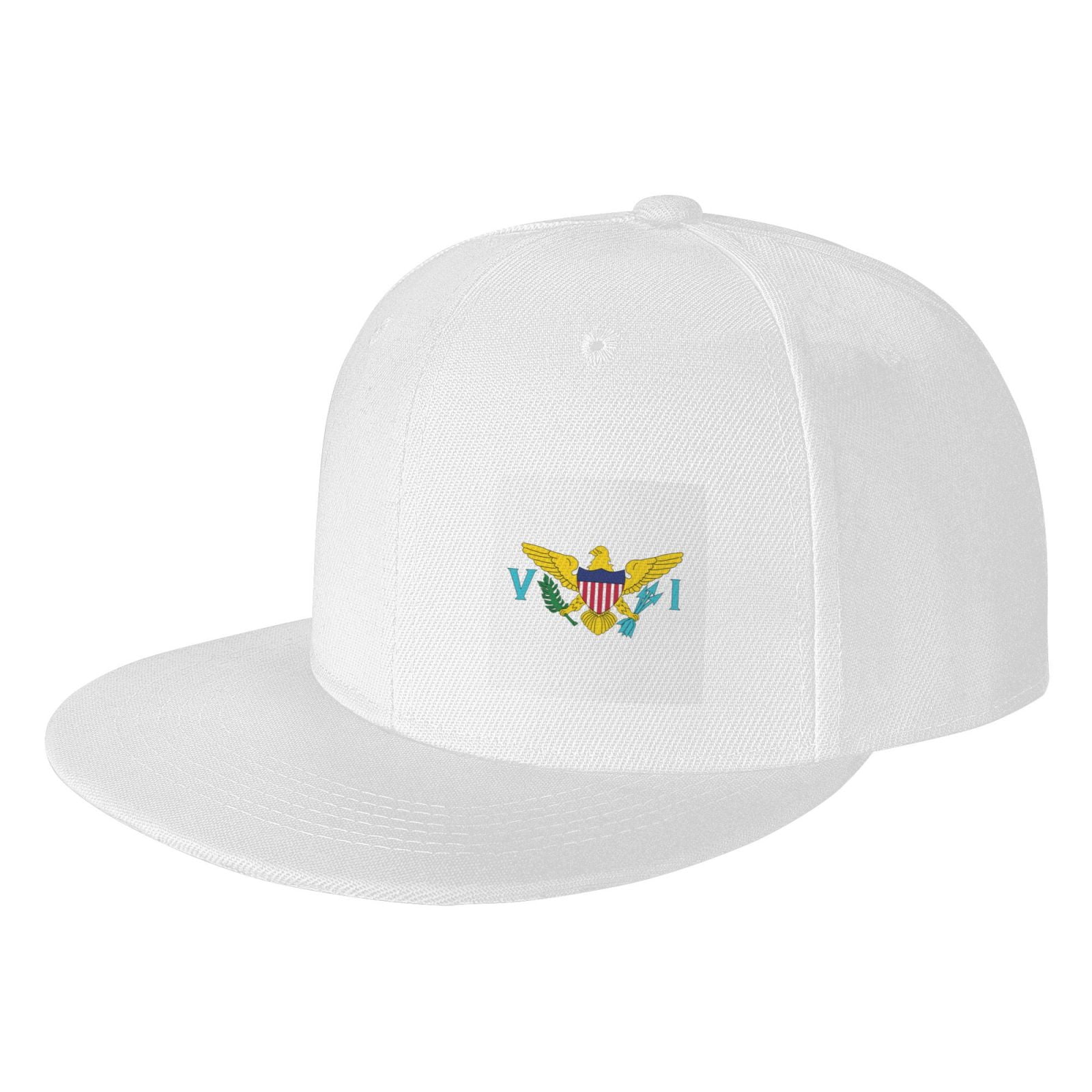 Flat Bill Visor Classic Snapback Hat Flag Of The-United-Virgin Islands Adjustable Style Baseball ...