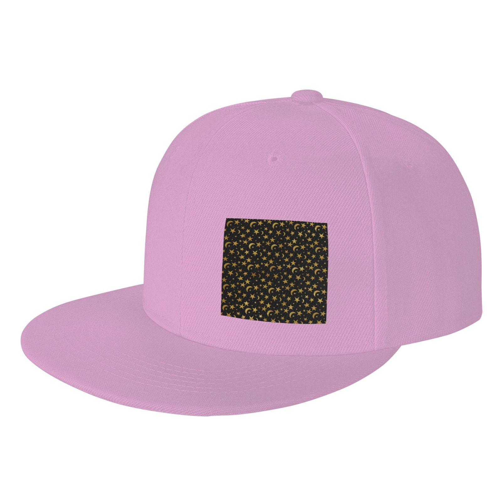 Flat Bill Visor Classic Snapback Hat Gold Moon And Stars Adjustable ...