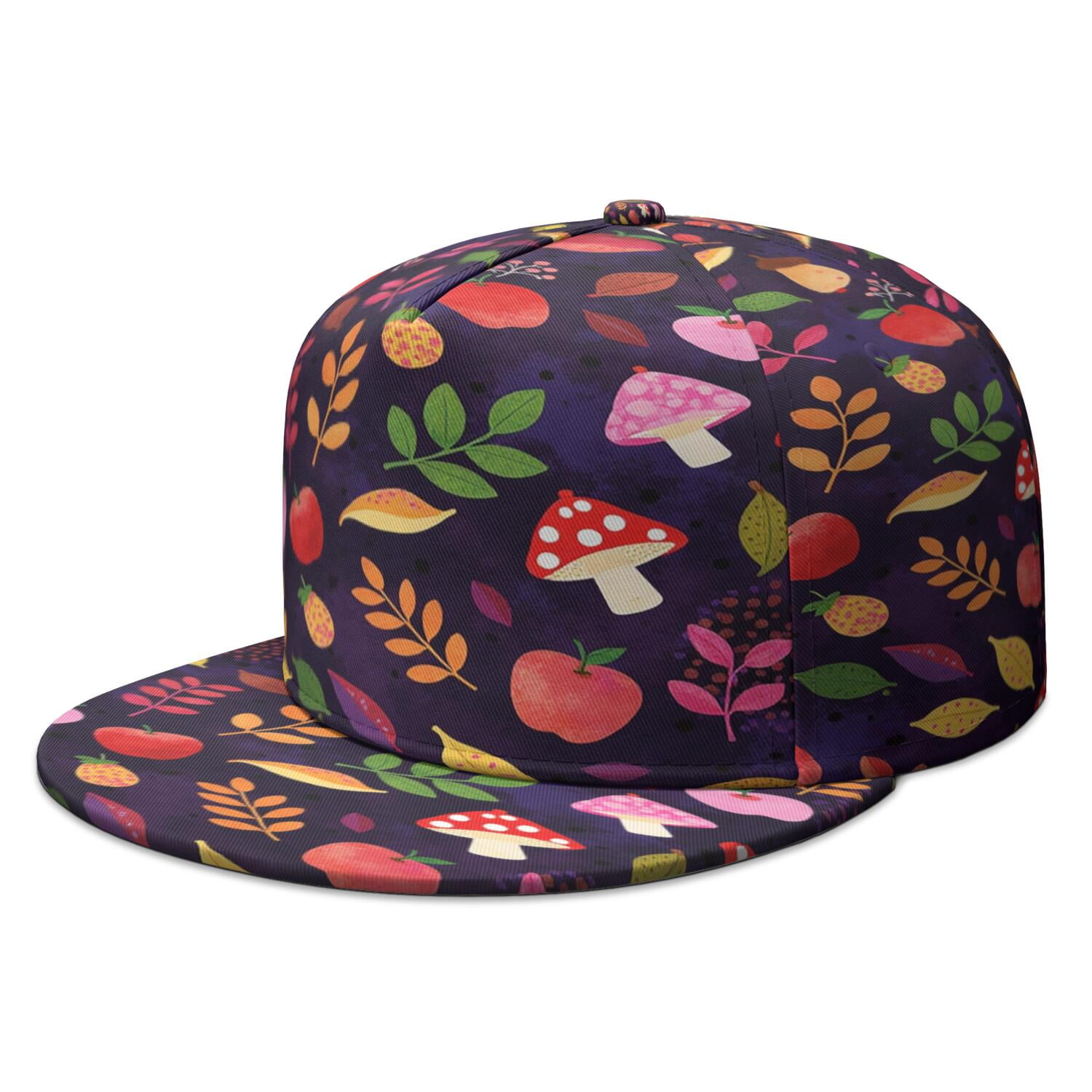 Flat Bill Visor Classic Snapback Hat Mushroom Adjustable Brim High Top ...