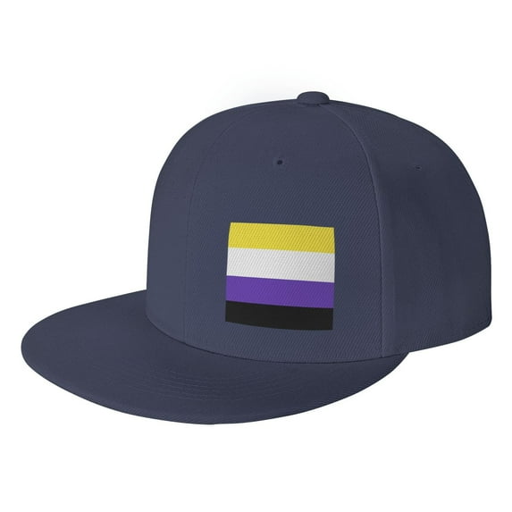 Flat Bill Visor Classic Snapback Hat Non-Binary Pride Flag Adjustable Style Baseball Cap ...