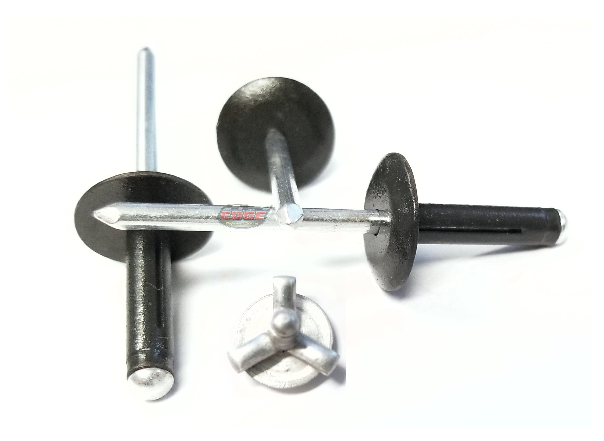 Flat Black 3/16" Pop Rivets Aluminum Large Head Peel Back Fasteners ...