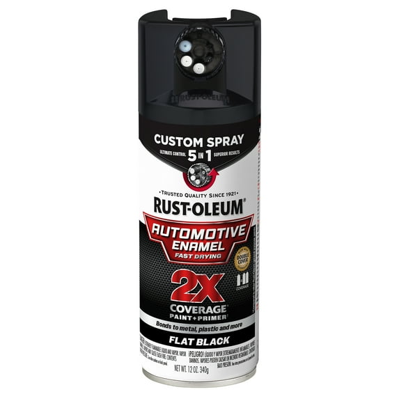 Rust-Oleum Flat Black 2X Automotive Enamel Spray Paint 12 oz 5-in-1 ...