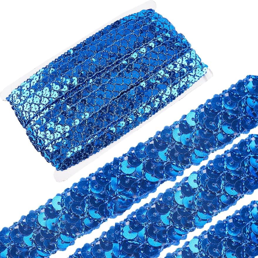 Flat Blue Sequin Trim 14.2Yard Sequin Strip 3 Rows PailletteRoll ...