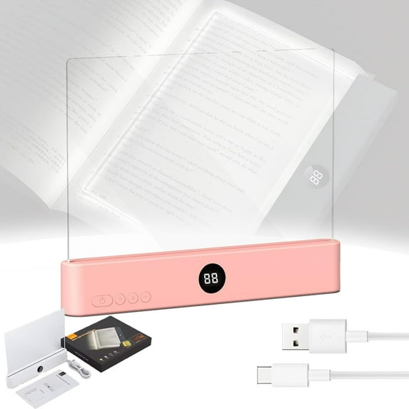 Flat Book Light, Rechargeable and Portable Reading Lamp with Timer and ...