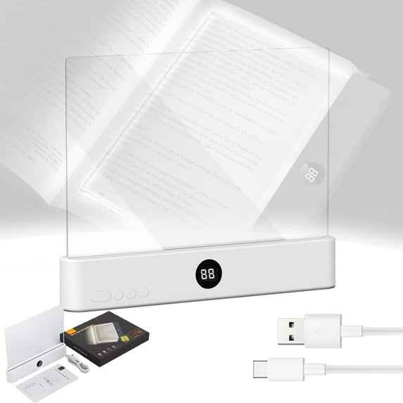 Flat Book Light with Smart Display,1200mAh Rechargeable Battery,3 Color ...