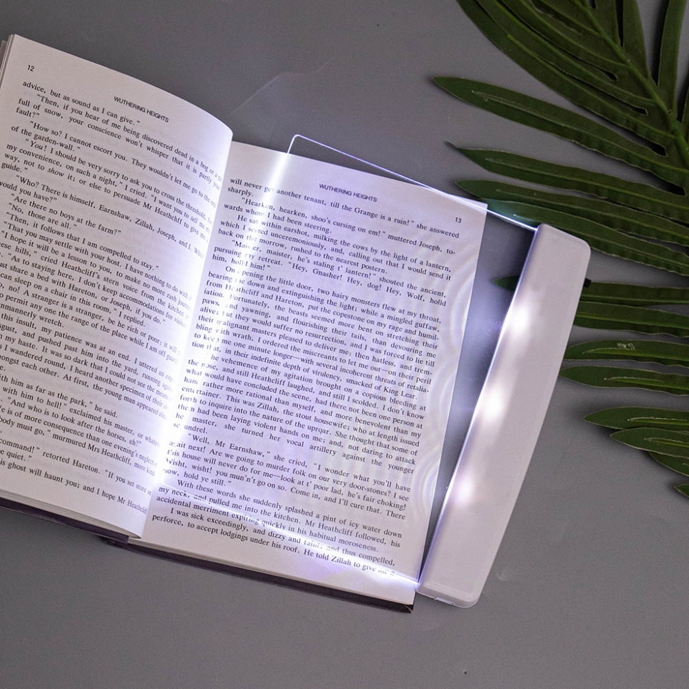 Flat Book Lights for Reading at Night in Bed, Clear LED Book Page Light ...