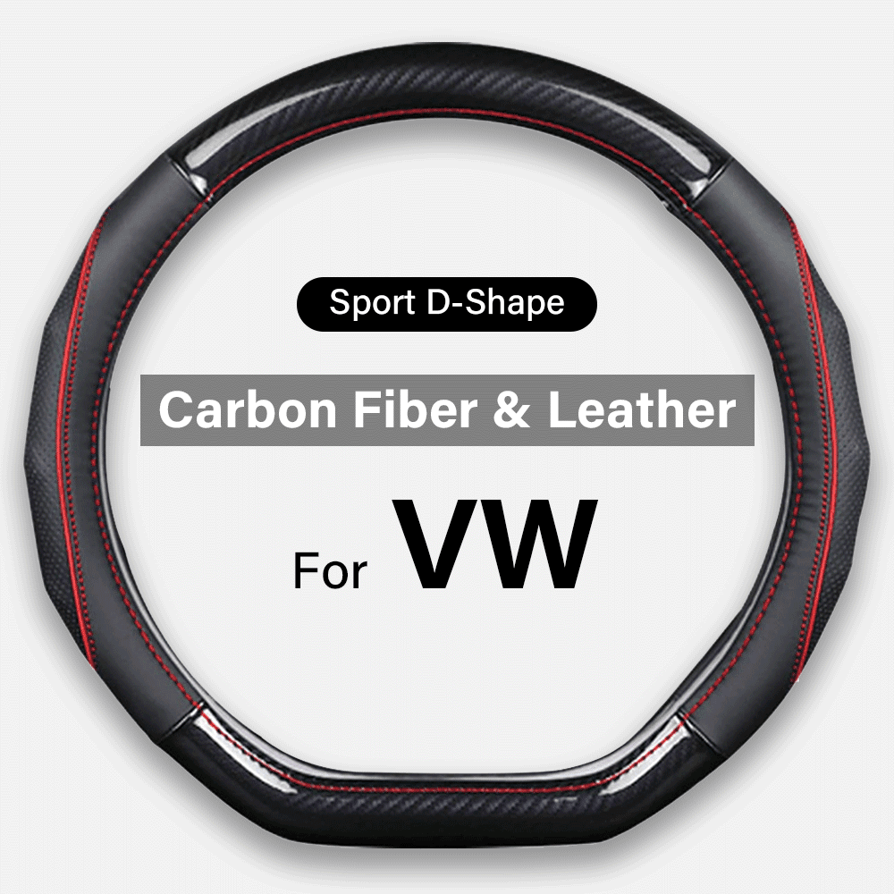 Flat Bottom Steering Wheel Cover for Volkswagen VW Jetta/Polo/Tiguan ...