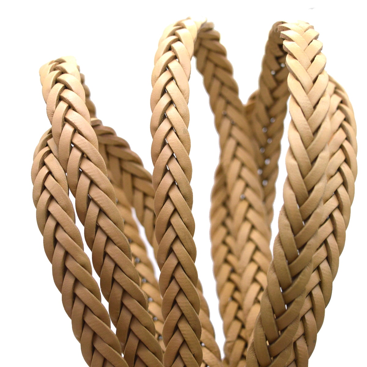 Flat Braided Genuine Leather Cord (12.5x6 mm) - Beige, 1.1 Yard Real ...