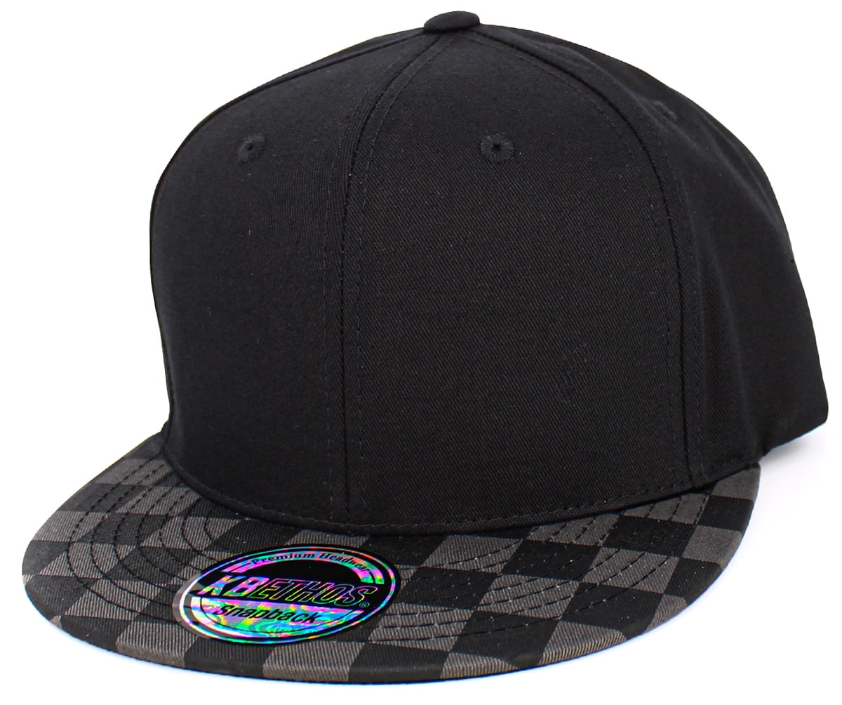 Flat Brim Checkered Multi Color Snapback Hat Blank Cap Flat Visor ...