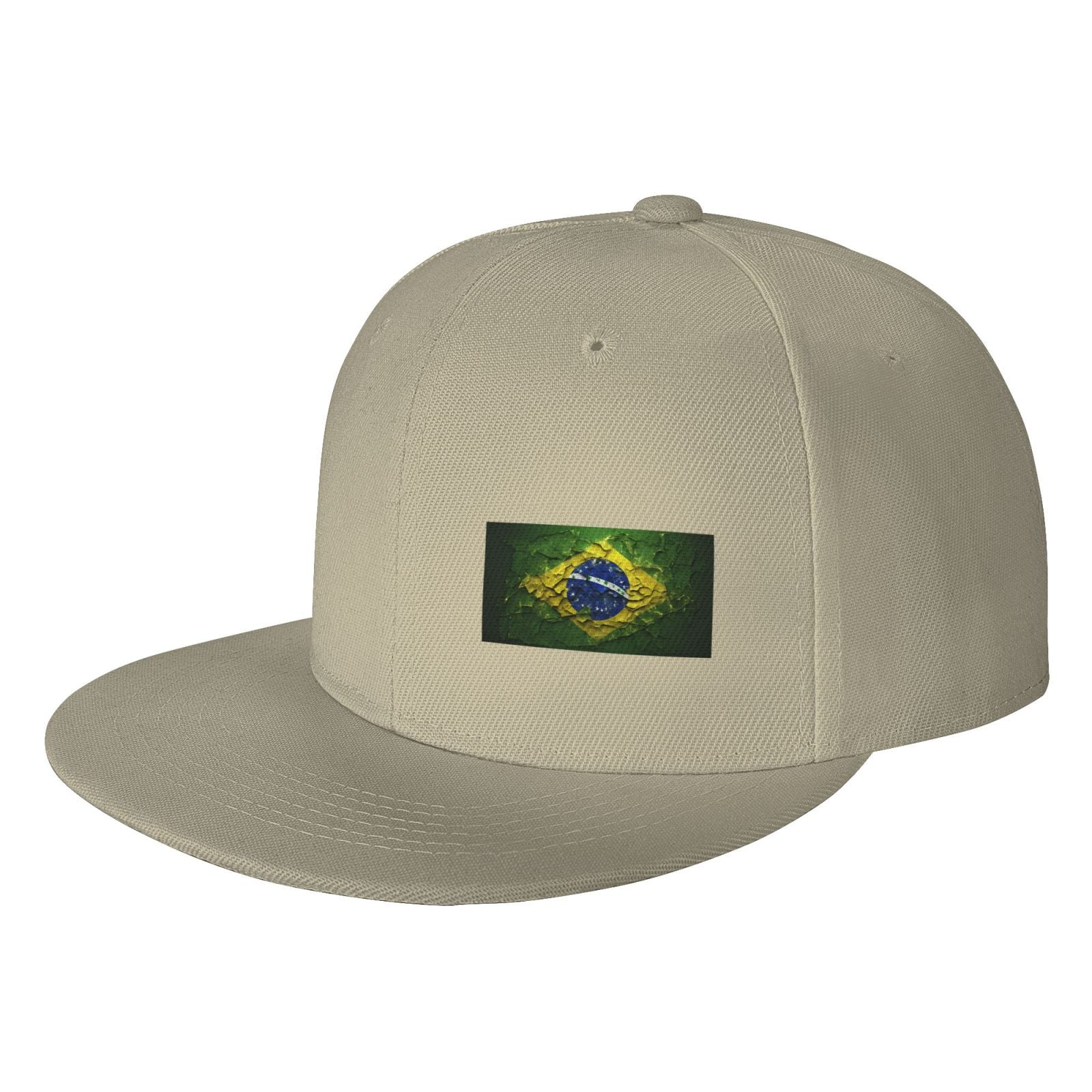 Flat Brim Hats for Men Art Brazilian Flag Hip-Hop Snapback Hat Skeleton ...