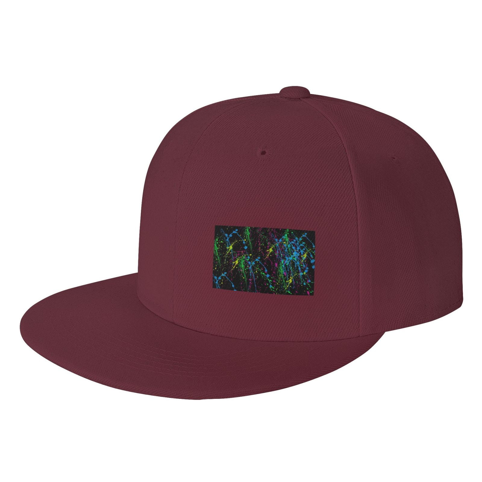 Flat Brim Hats for Men Blue Neon Paint Splatter Hip-Hop Snapback Hat ...