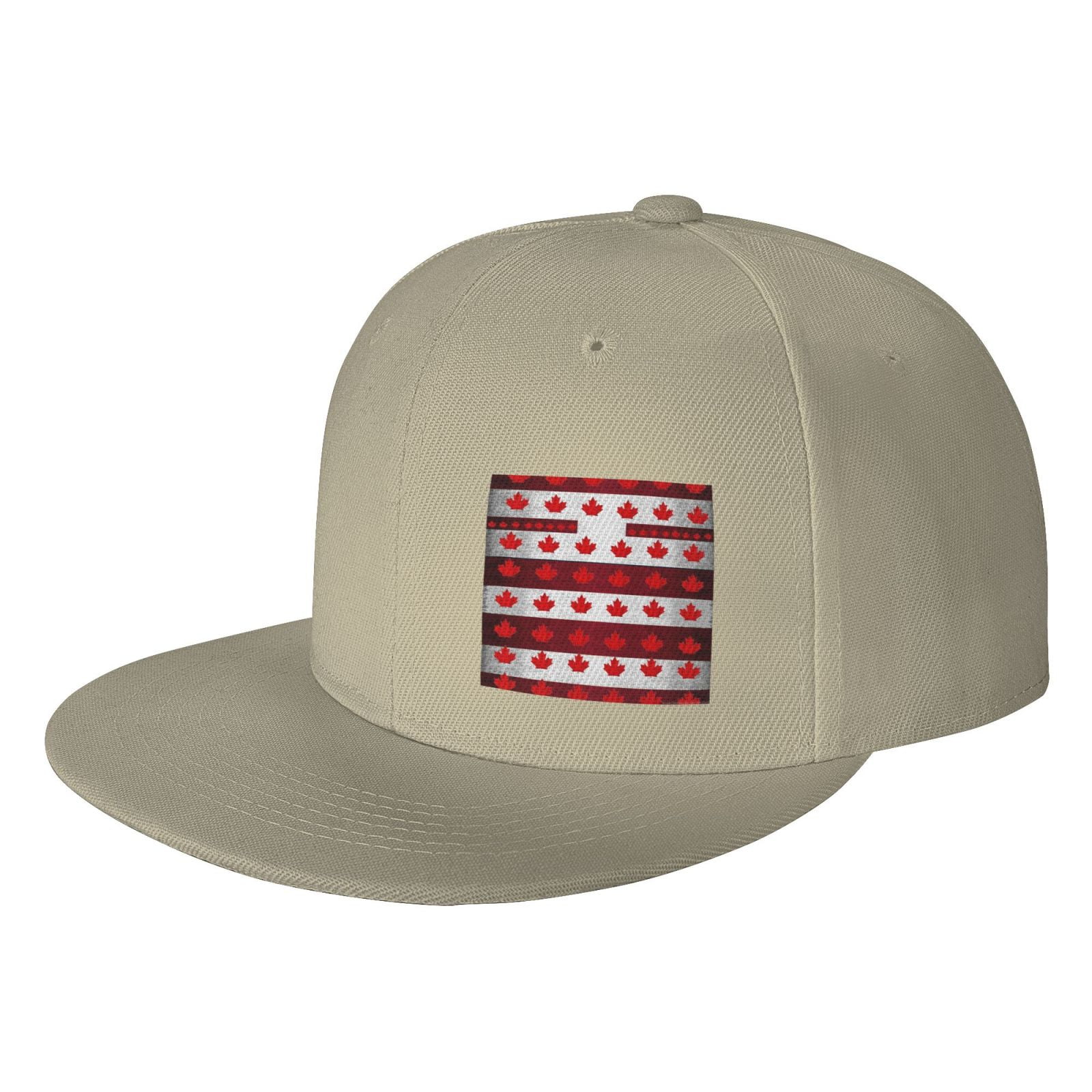 Flat Brim Hats for Men Canadian Flag Pattern Hip-Hop Snapback Hat ...