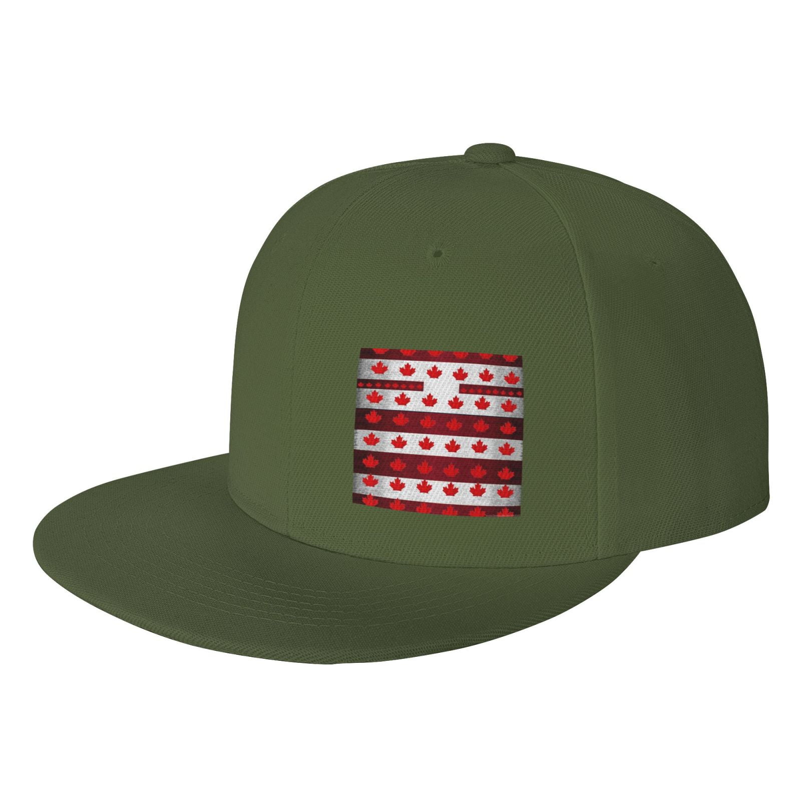 Flat Brim Hats for Men Canadian Flag Pattern Hip-Hop Snapback Hat ...