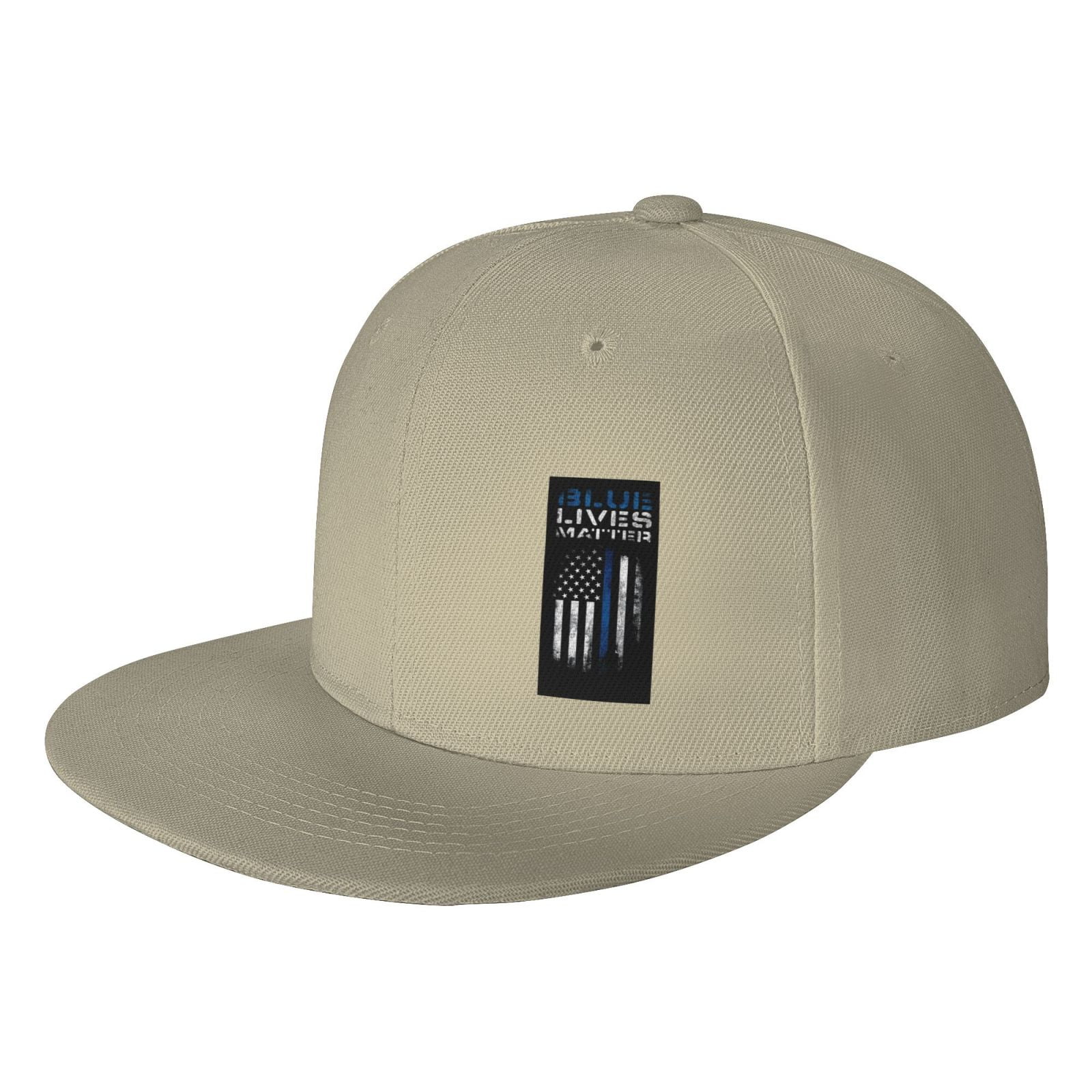 Flat Brim Hats for Men Cool Blue Lives Matter Hip-Hop Snapback Hat ...