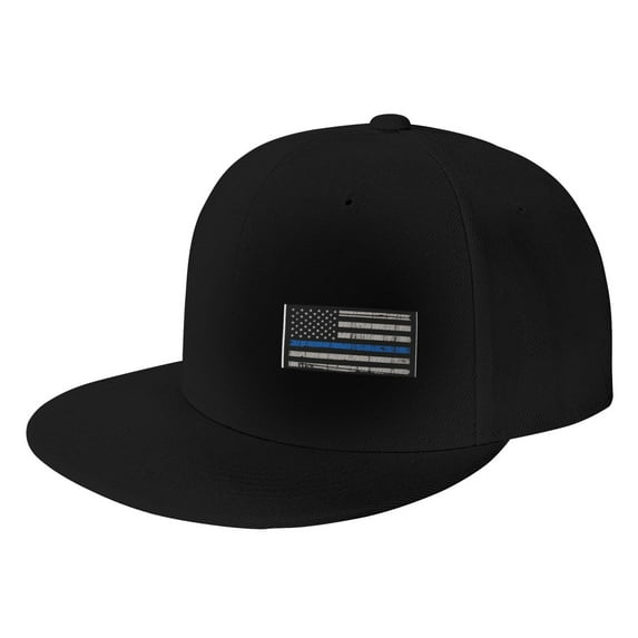 Flat Brim Hats for Men Distressed Thin Blue Line Flag Hip-Hop Snapback ...