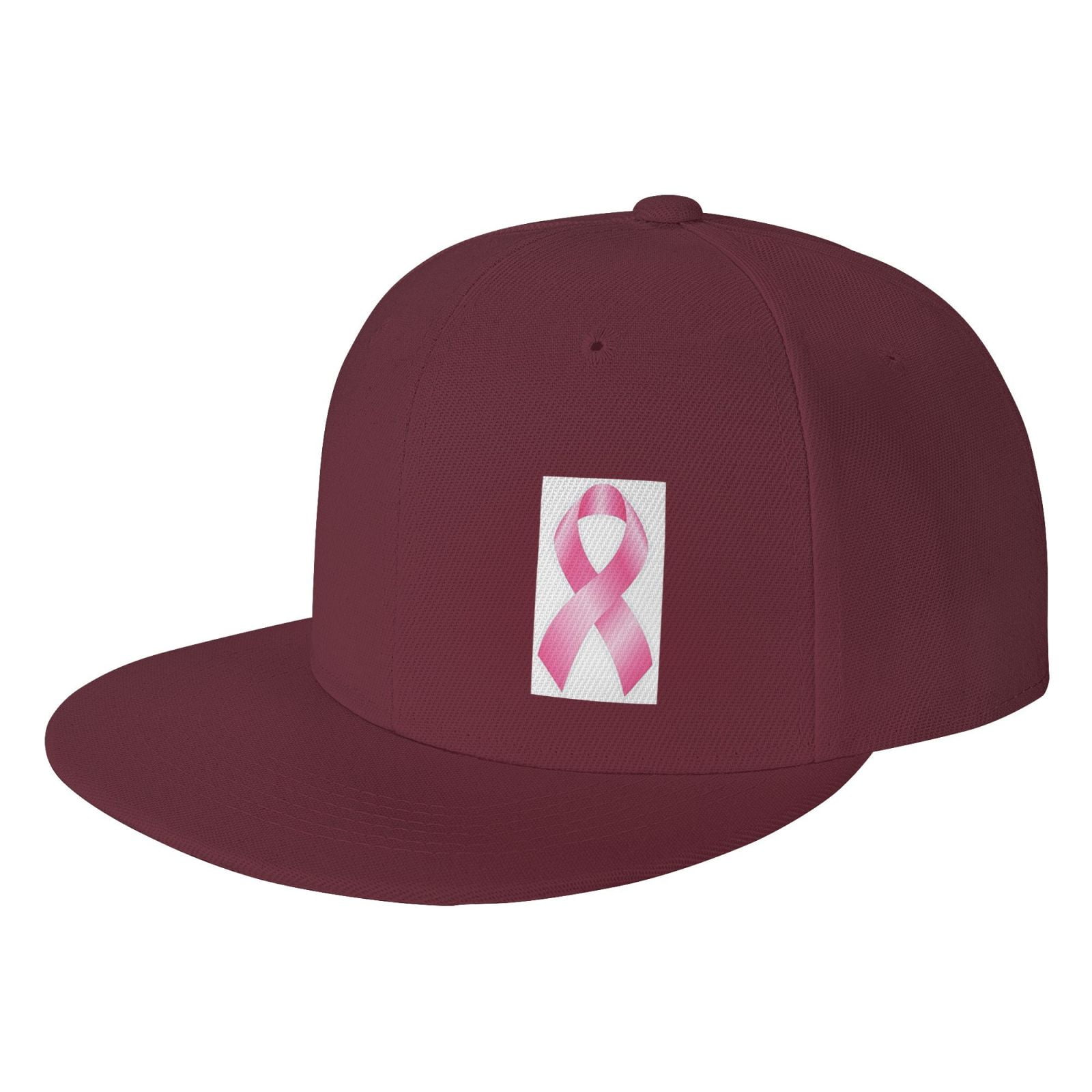 Flat Brim Hats for Men Ribbon Breast Cancer Awareness Hip-Hop Snapback ...