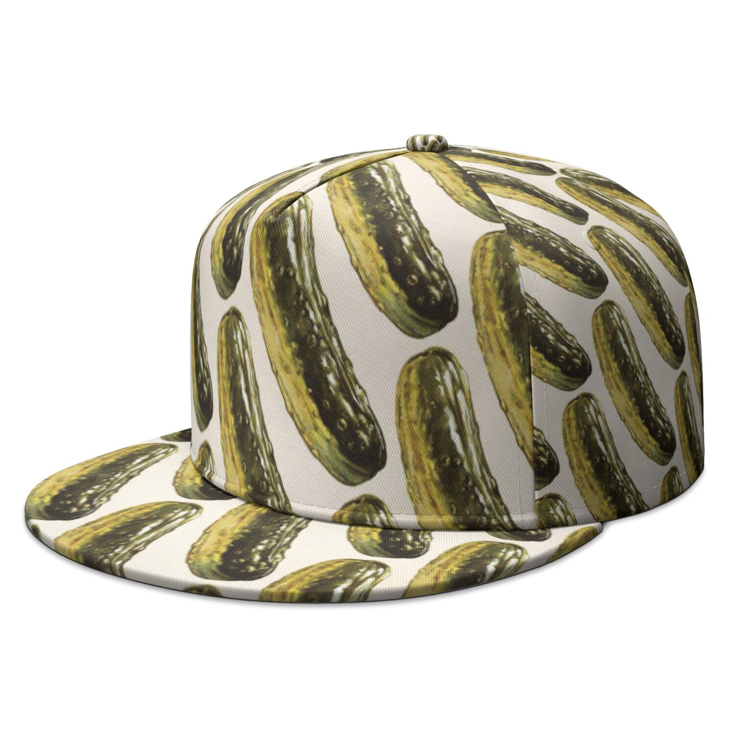 Flat Brim Snapback Hat - Burger & American Food Print Adjustable Unisex ...