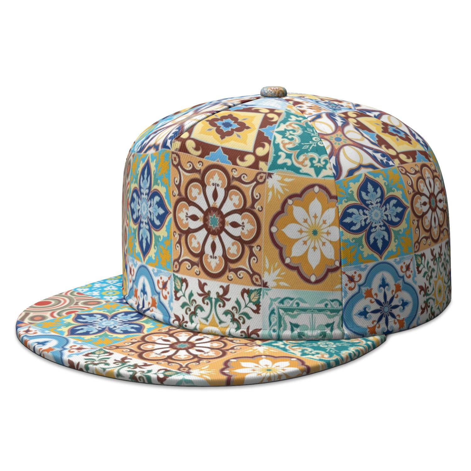 Flat Brim Trucker Cap Bohemian Tribal Adjustable Brim High Top End ...