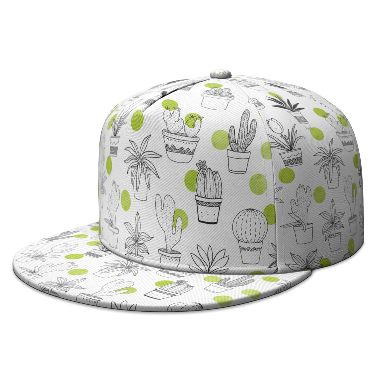 Flat Brim Trucker Cap Cactus Adjustable Brim High Top End Trendy Color ...
