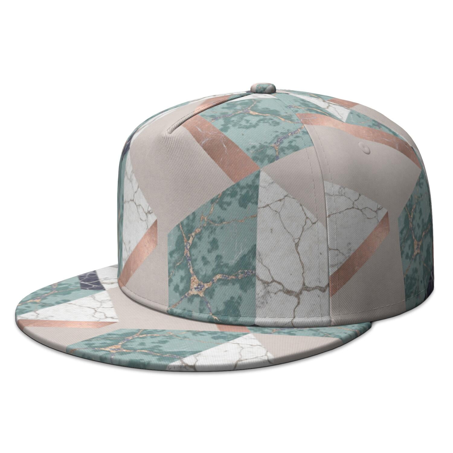 Flat Brim Trucker Cap Marble Modern Geometric Flowers Abstract ...