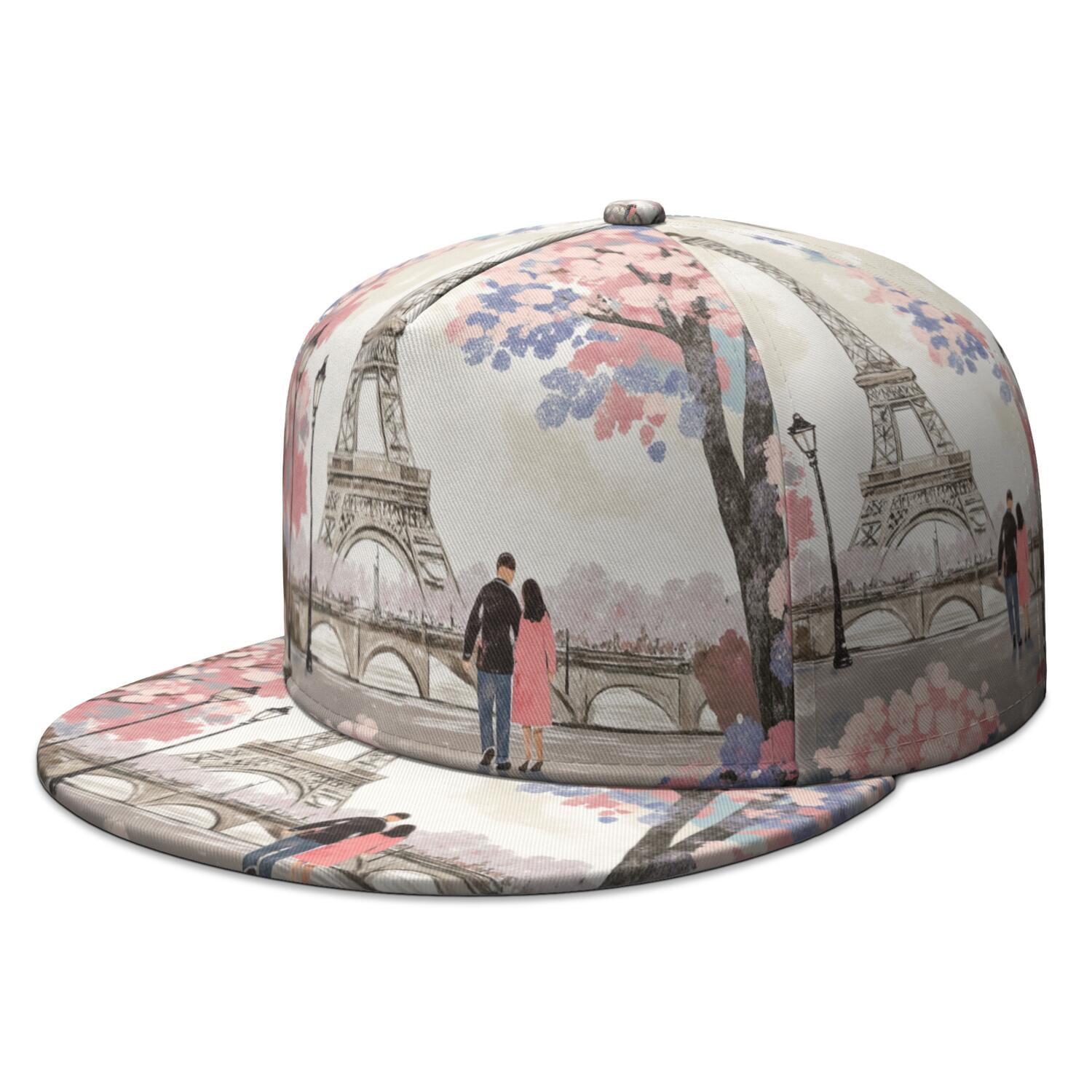 Flat Brim Trucker Cap Paris Adjustable Brim High Top End Trendy Color ...