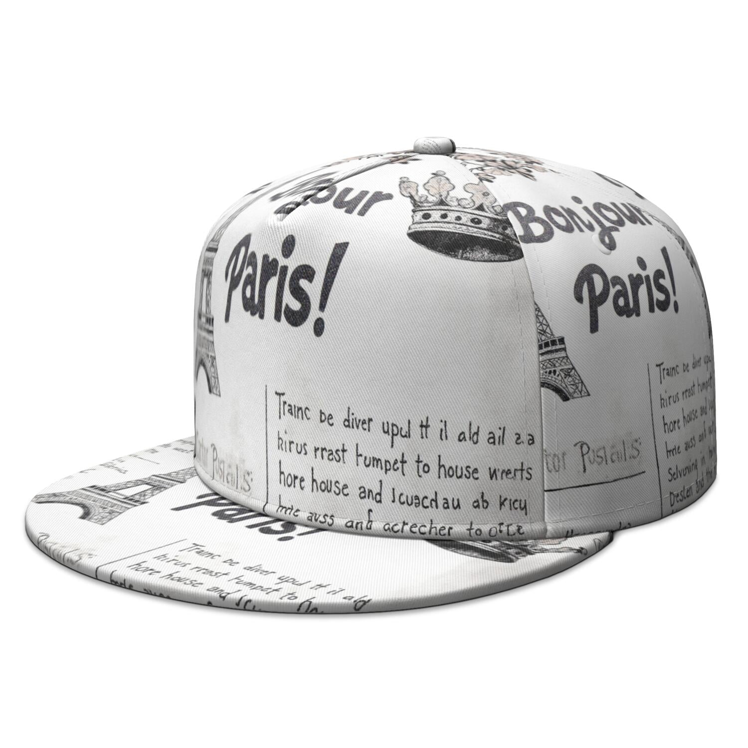 Flat Brim Trucker Cap Paris Adjustable Brim High Top End Trendy Color ...