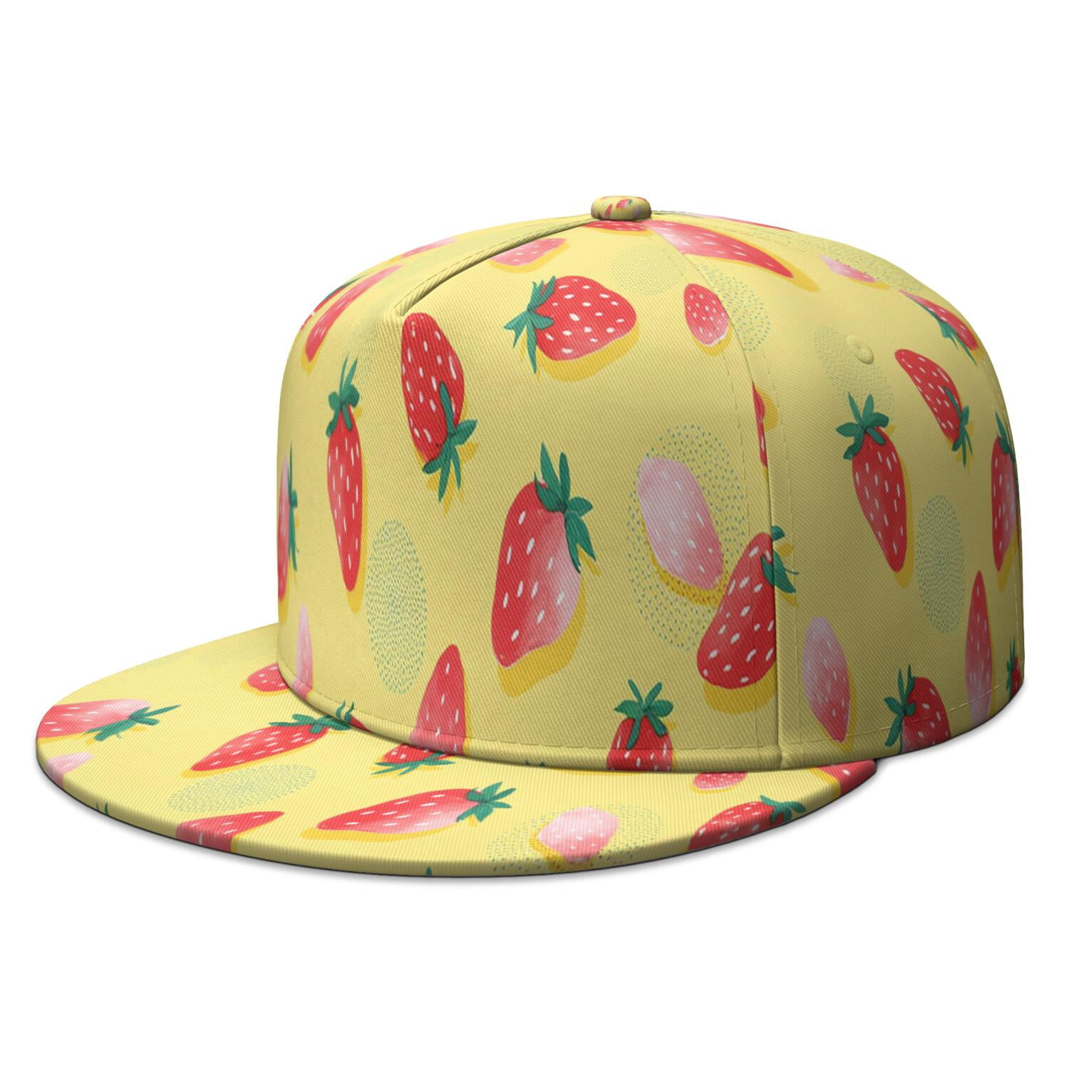 Flat Brim Trucker Cap Strawberry Adjustable Brim High Top End Trendy ...