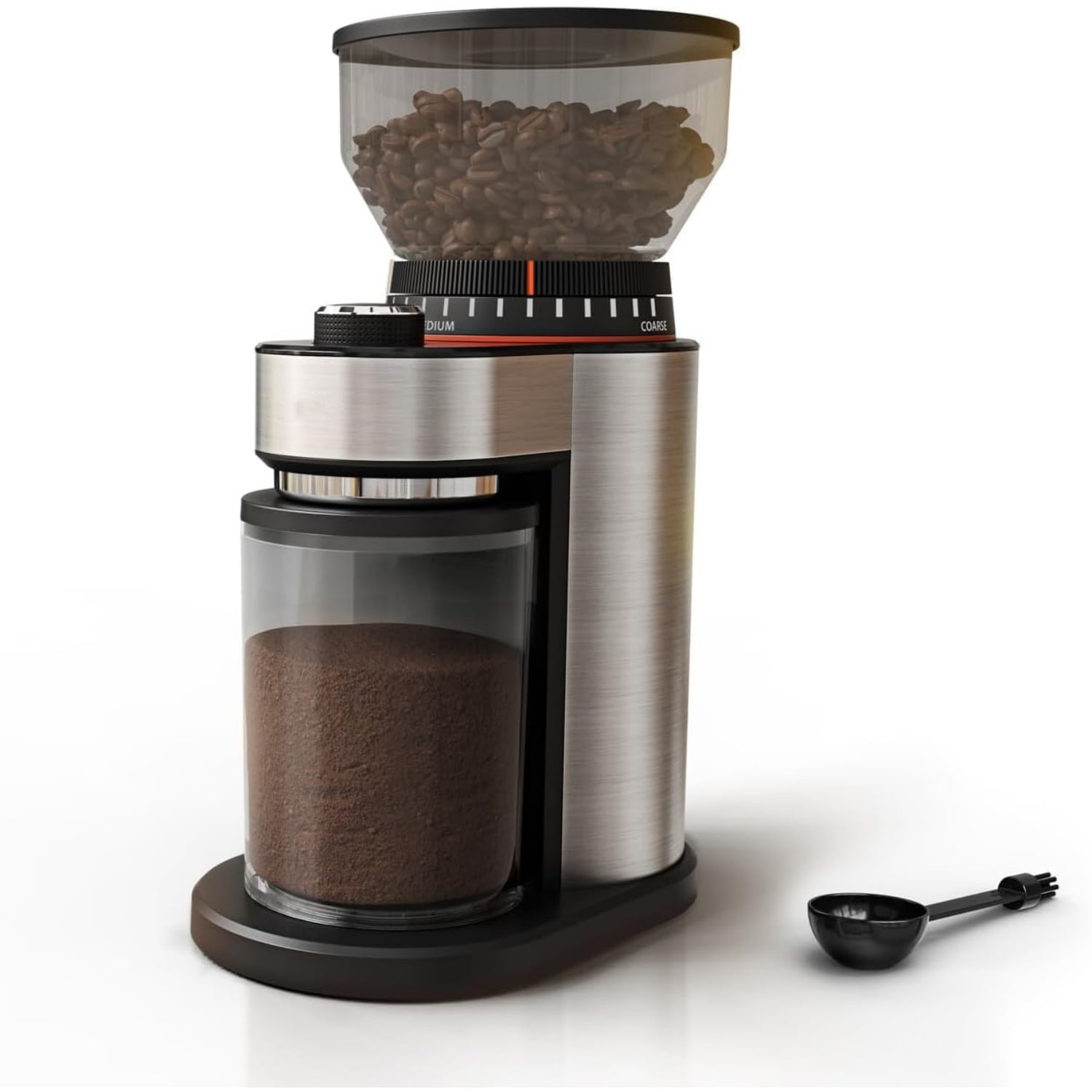 Flat Burr Coffee Grinder Electric, 18 Adjustable Grind Settings, 2-20 ...