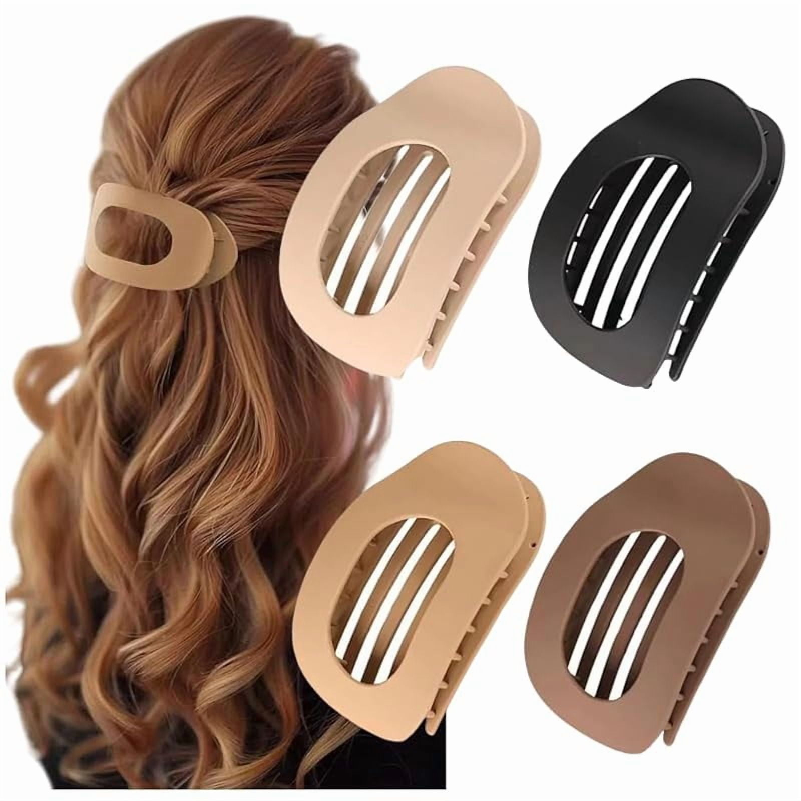 Flat Claw Clips for Women, 8Pc PS Plastic Non-Slip Lay Flat Hair Clips ...