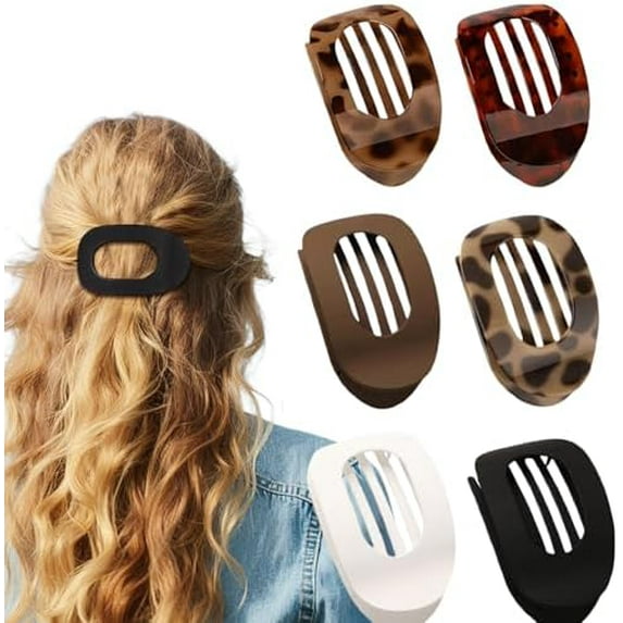 Flat Claw Hair Clips for Women - 6 Pack Large Flat Hair Clip for Thick ...