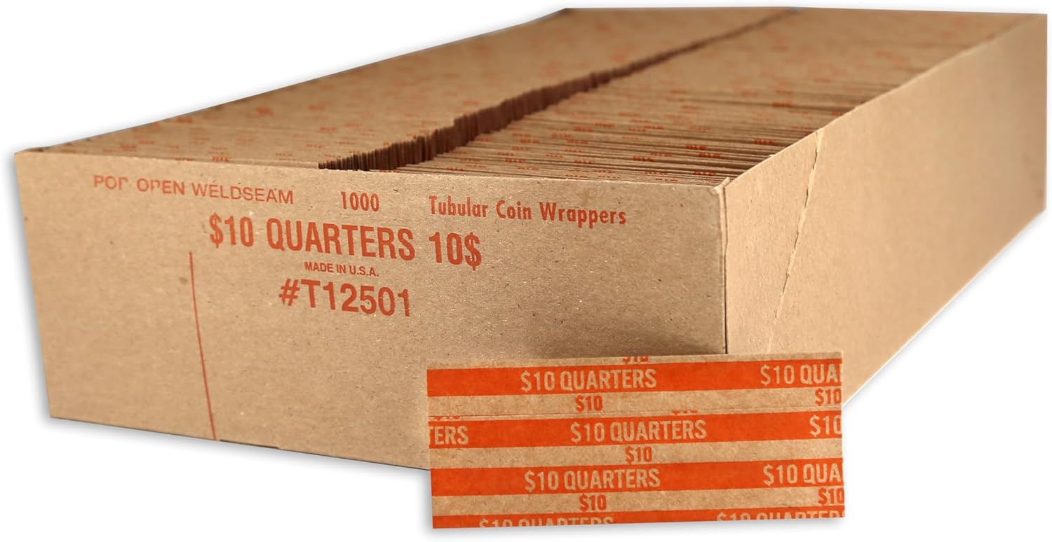 Flat Coin Wrapper, Combo Penny/Nickel/Dime/Quarter Rolls (1000 pcs ...