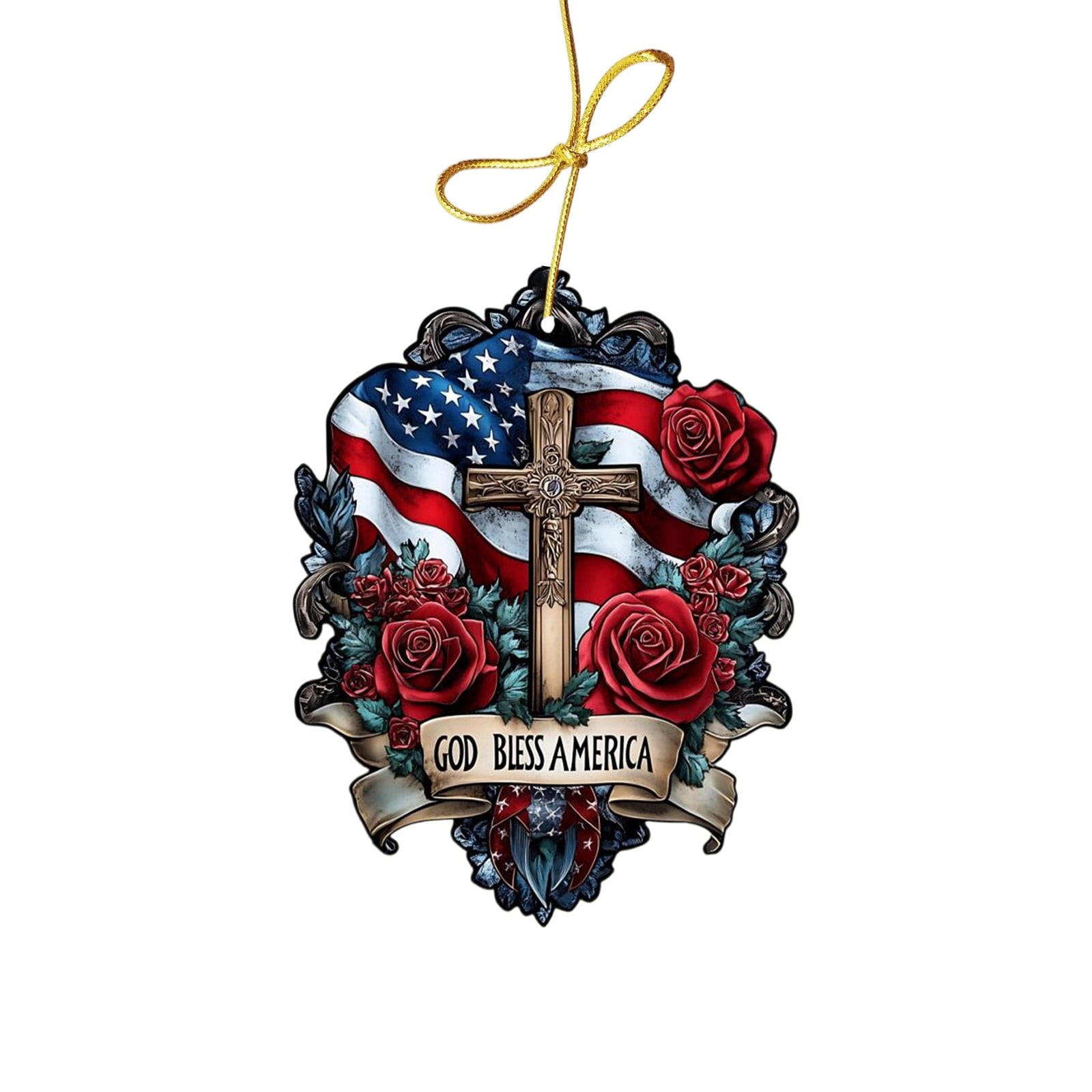 Flat Cross Independence Day Army Birthday Acrylic Window Decoration ...