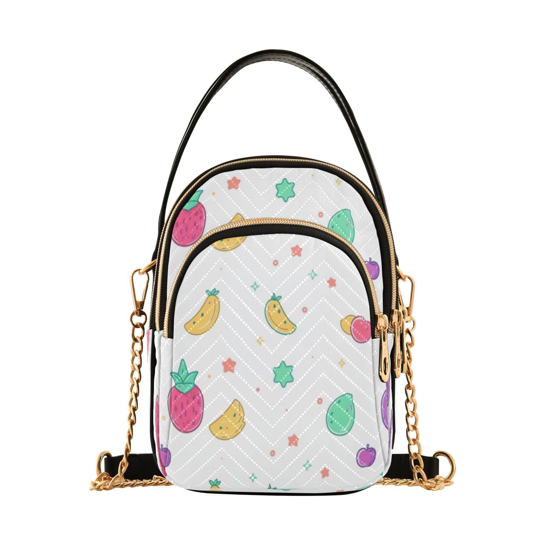 Flat Design Fruits Pattern Women's Crossbody Handbags Leather Crossbody ...