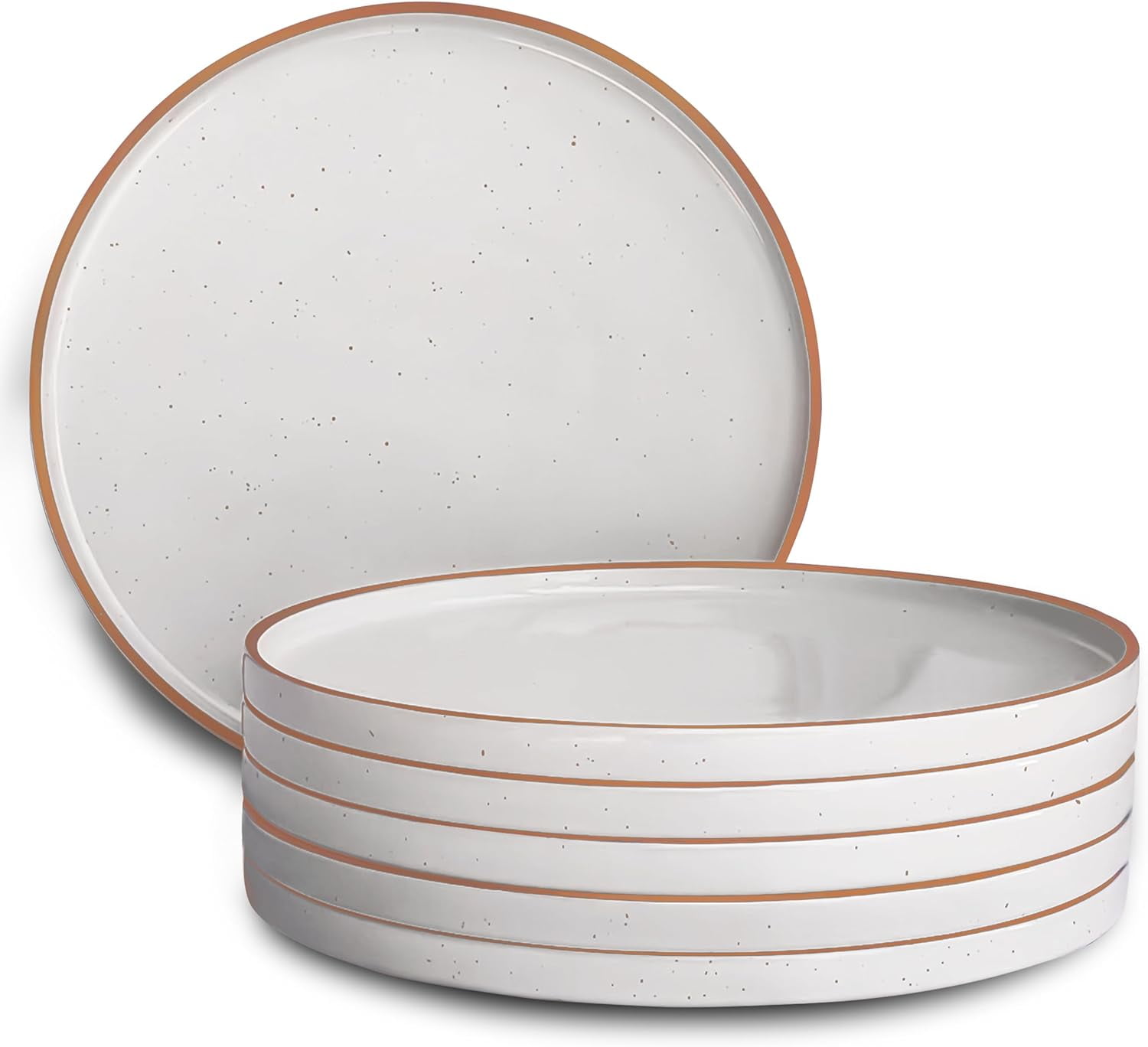 Flat Dinner Plates Set of 6, 10.5 in High Edge Dish Set - Microwave ...