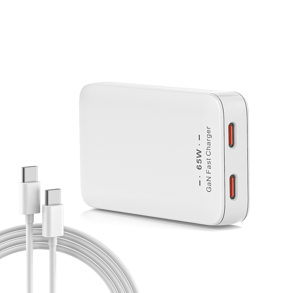 Flat Dual Port USB C Wall Charger, 65W USB-C Charger Fast Charging with ...
