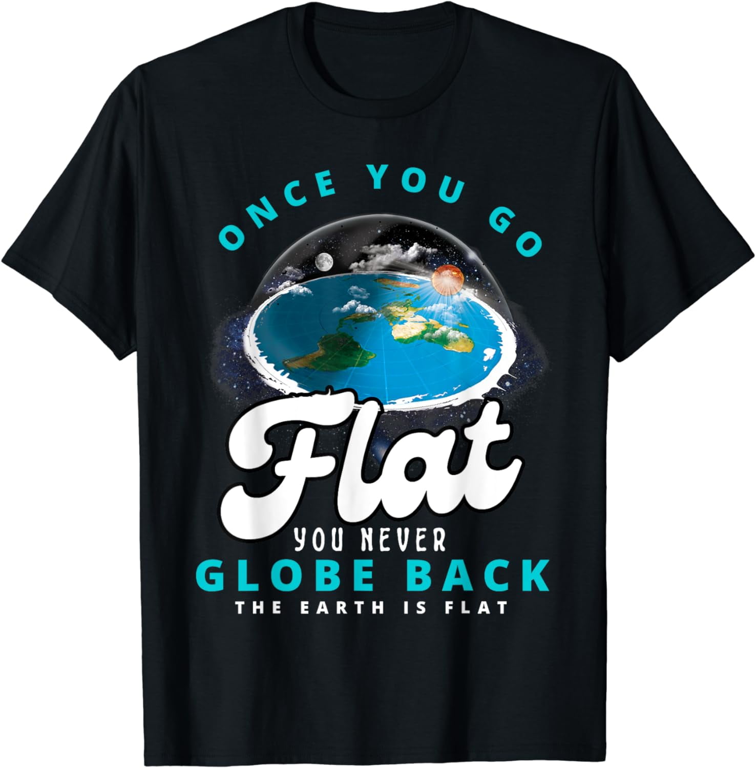 T-shirt Terra Piatta Maglietta Flat Earth Map - "Earth Is Flat" Con ...