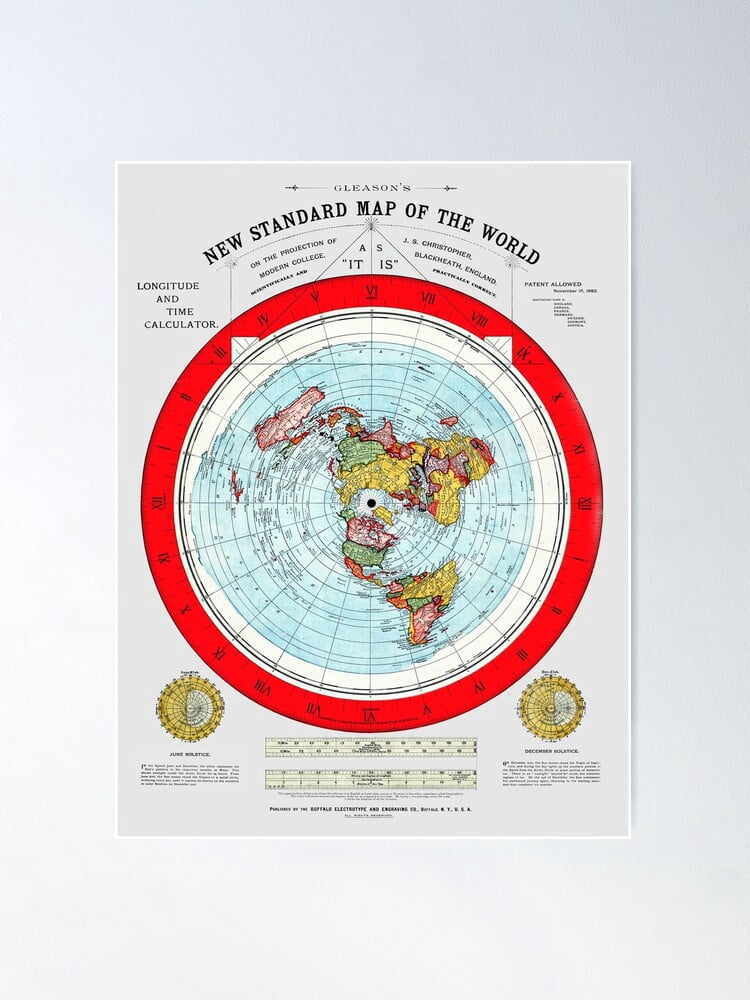 Flat Earth Map - Alex Gleason 1892 Poster - Walmart.com